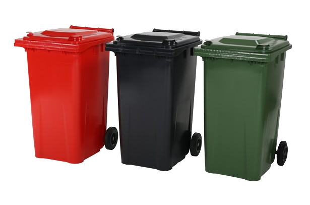 Plastic waste containers in many sizes, colors, and types - Transoplast